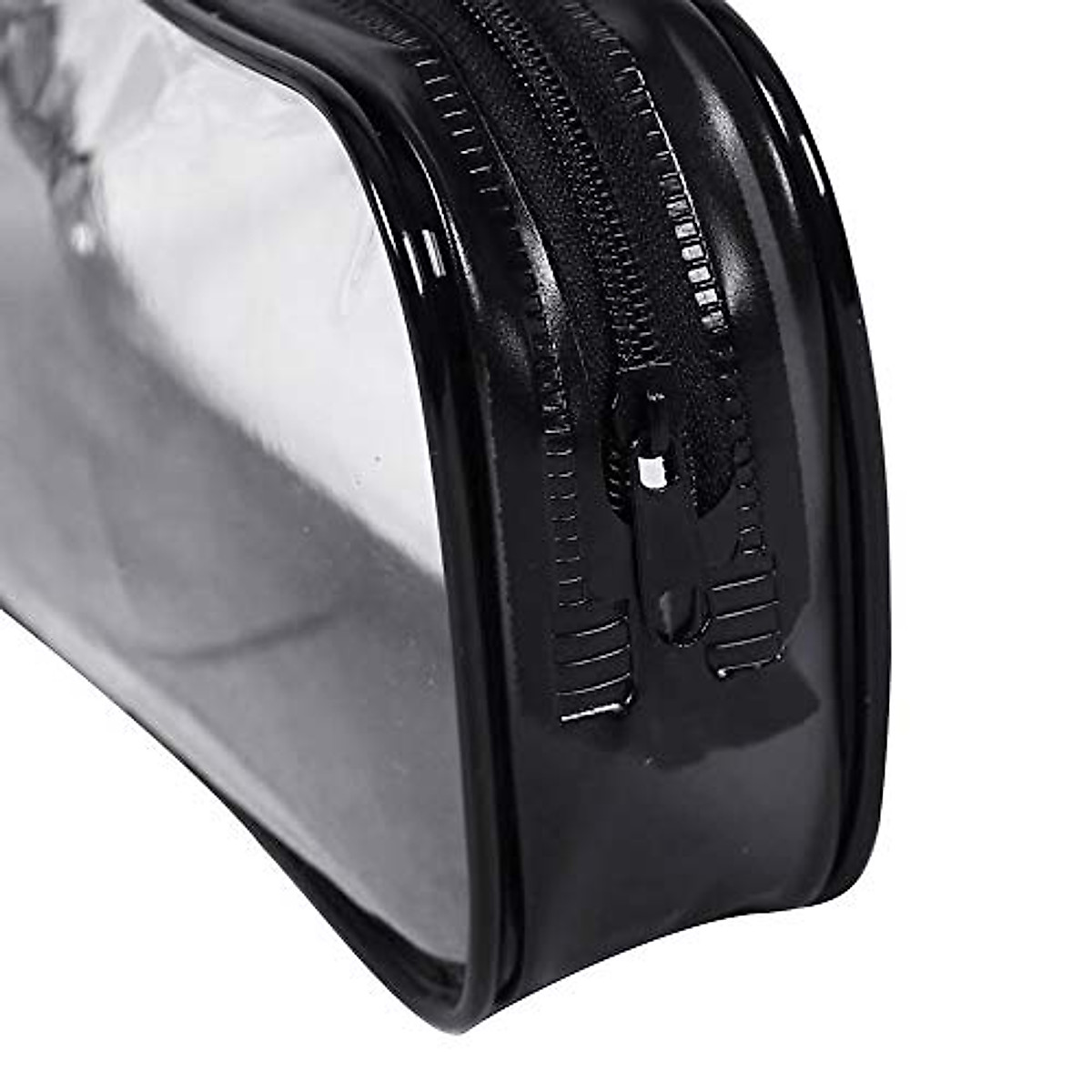 Academyus PVC Transparent Zipper Pencil Bag Pen Case Holder Stationery Storage Pouch Organizer Make Up Bag Black