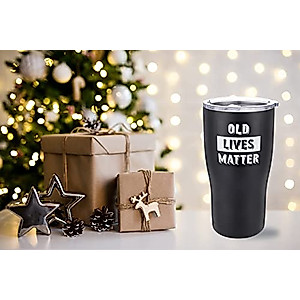 Old Lives Matter Tumbler - Funny Gifts for Men - Gag Gifts for Men, Adults - Funny Birthday Gifts for Men, Dad, Grandpa - Retirement Gifts for Men - Old Man Gifts - Cool Gifts for Dads (Black, 20 oz)