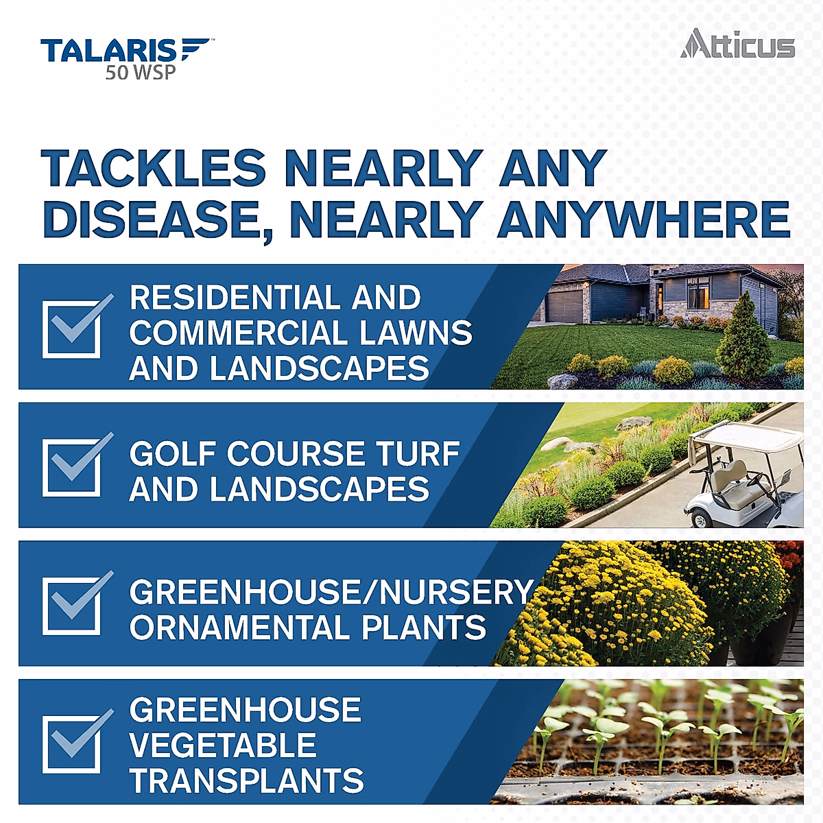 Talaris 50 WSP Fungicide (4 x 8 oz Packets) by Atticus (Compare to Cleary 3336) - Controls Dollar Spot, Brown Patch, Rusts, Blights, and Molds - Thiophanate-Methyl 50%