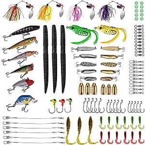 PLUSINNO Fishing Rod and Reel Combos, 102Pcs Fishing Lures,Saltwater Freshwater Resistant Fishing Gear