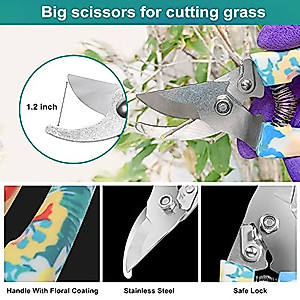 Tbltaca Garden Tool Set, Stainless Steel Heavy Duty Gardening Tools 30 PCS w/ Floral Print, Trowel Rake Weeder Pruner Shears Sprayer Digging Claw Gloves, Ideal Gardening Gift for Women