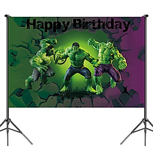 Hulk Birthday Party Supplies Decorations, Hulk Theme Backdrop, Tablecloth Balloons Kit Cups Plates Napkins Tableware Set for Kids Birthday Party Supplies