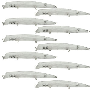 10PCS Unpainted Lure Blanks 13.73g 13cm with 7mm Free Fishing Eye Crankbait Simulation Blank Body Clear Hard Baits Trout Salmon Minnow Lure Popper Lures Topwater Freshwater 7mm 8055