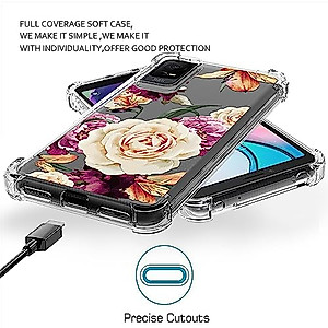 Osophter for TCL Ion X Case,TCL Ion X Phone Case Women Girls Flower Floral Shock-Absorption Flexible TPU Rubber Phone Cover for TCL Ion X(Purple Flower)