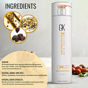 GK HAIR Global Keratin Deep Conditioner Masque (33.8 Fl Oz/1000ml) Intense Hydrating Repair Treatment Mask for Dry Damaged Color Treated Frizzy Hair Restoration Formula with JOJOBA Seed Oils