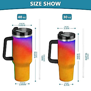 Yasala Car Tumbler with Handle Blurry Rainbow Color Travel Mug Coffee Cup Insulated Beverage Container Mega Cup for Hot Cold Drinking Thermos Water Bottle Cupholder Friendly 40 oz