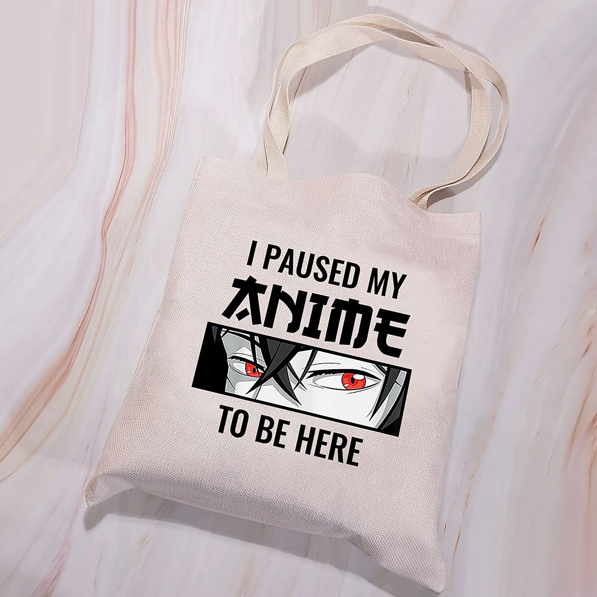 VAMSII Anime Tote Bag I Paused My Anime to be Here Funny Anime Gifts Anime Lover Gifts Shoulder Bag Lover Gifts(Tote Bag)