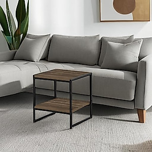 FURINNO Camnus Modern Living 2-Tier End Table, Columbia Walnut, 15.9 in x 15.75 in x 18 in