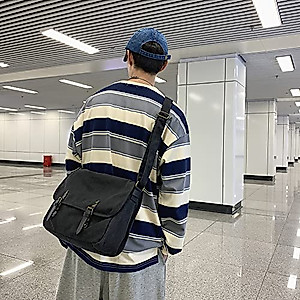 Canvas Messenger Bag Denim Shoulder Bag Hobo Tote Bag Casual Retro Crossbody Bag Large Capacity for Women and Men