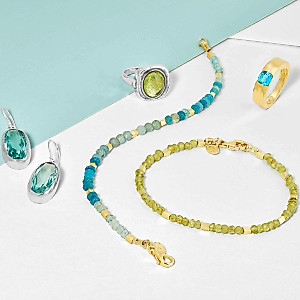 Silpada 'Blue Tide' Apatite and Jade Bracelet in 14K Yellow Gold-Plated Sterling Silver, 7.5"