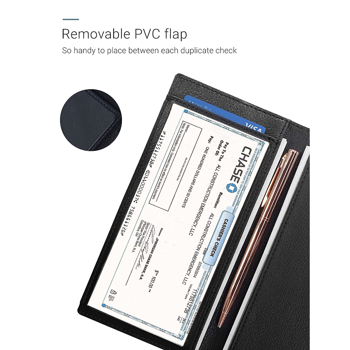 Zreal Checkbook Cover for Men & Women, Premium Vegan Leather Checkbook Holder Slim Wallets for Top & Side Tear Duplicate Checks with RFID Blocking (Matte Black)