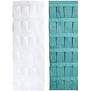 24 Pockets Shoe Organizer Over the Door Wall Mounted Hanging Storage Bags Tidy Closet Home Bedroom Space Saver Caddy Organiser Rack Shelf Holders Household Wardrobe Accessory