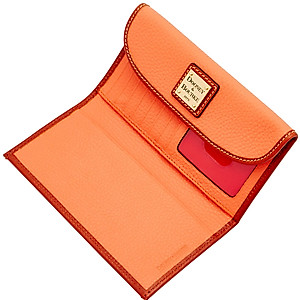 Dooney & Bourke Women's Continental Clutch in Pebble Grain Leather, Trifold Wallet with Multiple Card Holder, Red
