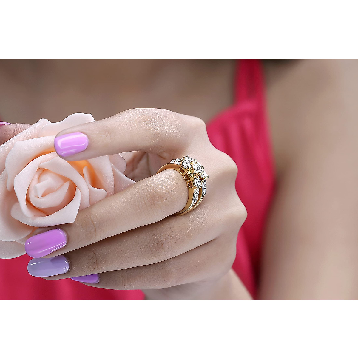 Dazzlingrock Collection 1.80 Carat (Cttw) 14K Round Diamond Women 3 Stone Engagement Ring Set, Yellow Gold, Size 7