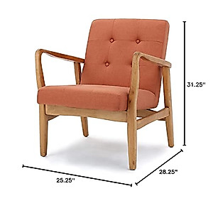 Christopher Knight Home Brayden Fabric Club Chair, Orange 28.25D x 25.25W x 31.25H in