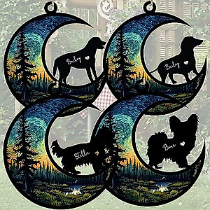 Nazenti Rainbow Bridge Pet Memorial Gifts, Rainbow Bridge Pet Memorial Gifts Suncatcher, Personalized with Name Date Dog Breeds Suncatcher, Pet Memorial Ornament Dog, Best Large Dog Gifts