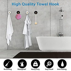 LAOKETON 4 Pack Bath Towel Hook, Heavy Duty Wall Robe Hooks,SUS 304 Stainless Steel Towel Hooks for Hanging Robe, Coat, Hats, Kitchen Utensil, Wall Mounted. (Matte Black)