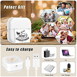 Zeacool Mini Sticker Printer,Mini Pocket Thermal Printer with 11 Rolls Paper,Bluetooth Inkless Printer Compatible with Android & iOS,Portable Receipt Printer for Photo,Notes,Memo,Work,Travel,White