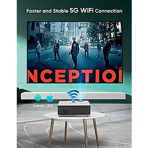 TMY Native 1080P Projector with 5G WiFi and Bluetooth 5.1, 320ANSI 4K Supported Mini Projector, Portable Projector Compatible with TV Stick/Phone/PC/DVD/HDMI/AV/USB/SD, Outdoor Movie Projector