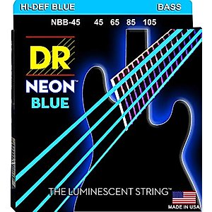 DR Handmade Strings DR Hi-Def Neon Blue Medium Bass Guitar Strings (NBB-45)