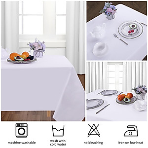 8 Pack White Table Cloth 60x102 Inch Rectangle Tablecloths for 6 Foot Rectangle Tables, Wrinkle Resistant Washable Polyester Fabric Rectangular Table Cover for Dining Banquet Wedding Party