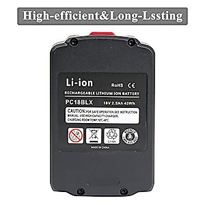Cell9102 Replacement Porter Cable 18V Battery and Charger Starter Kit， PC18B Lithium Battery and Charger PCXMVC Compatible with Porter Cable 18V Cordless Power Tools,Capacity Output 2.0Ah