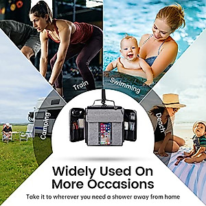 Aleemin Large Capacity Shower Caddy Tote Bag,Portable Shower Caddy for College Dorm Travel,Gym, Camp,Separate Compartment, Large Capacity,Hanging Travel Toiletry Bag for Men,Women,Student