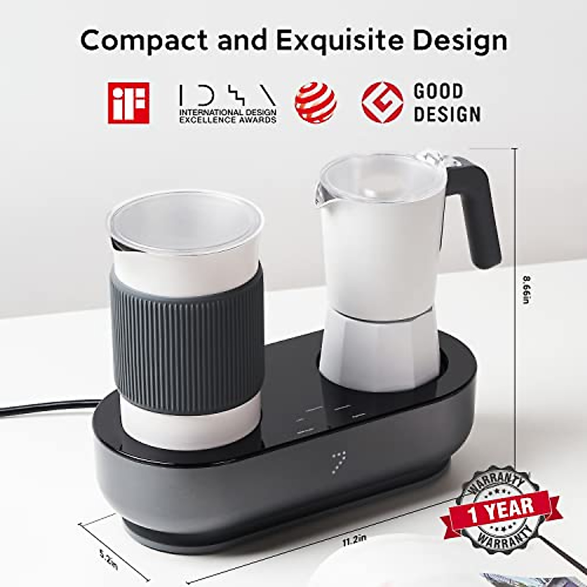 SEVEN&ME Espresso Coffee Machines with Milk Frother Coffee Maker with One-Click Operation, Cappuccino Machine and Latte Machine 60ml Single Serve Barista-Quality Expresso Coffee Machines at Home