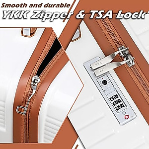 Somago 22x14x9 Carry On Luggage 20 Inch Suitcase with Cosmetic Case Lightweight Hard Shell Luggage PC Suitcase with TSA Lock Airline Approved Luggage (White)