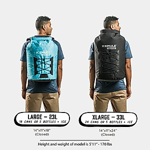 ICEMULE Pro Large Collapsible Backpack Cooler – Hands Free, 100% Waterproof, 24+ Hours Cooling, Soft Sided Cooler for Hiking, Camping, Fishing & Picnics, 23 Liter, Fits 18 Cans + Ice, Grey