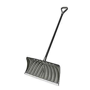 Suncast 27" Combination Snow Shovel/Pusher with Steel-Core Handle, Graphite/Black