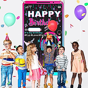 Happy Birthday Party Decorations Backdrop music decorations for party Background Social Media Photography Background Polyester Banner for Girls Birthday Party Supplies, 71 x 39 Inch