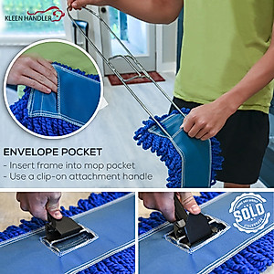 KLEEN HANDLER 24 Inch Microfiber Dust Mop, Medium Washable Commercial Dust Mop, Sweeper, Janitorial Dust Mop Head Replacement, Push Mop Broom, Blue