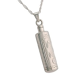 Etched Cylinder Pendant and Necklace for Ashes, Sterling Silver, Cremation Jewelry for Ashes