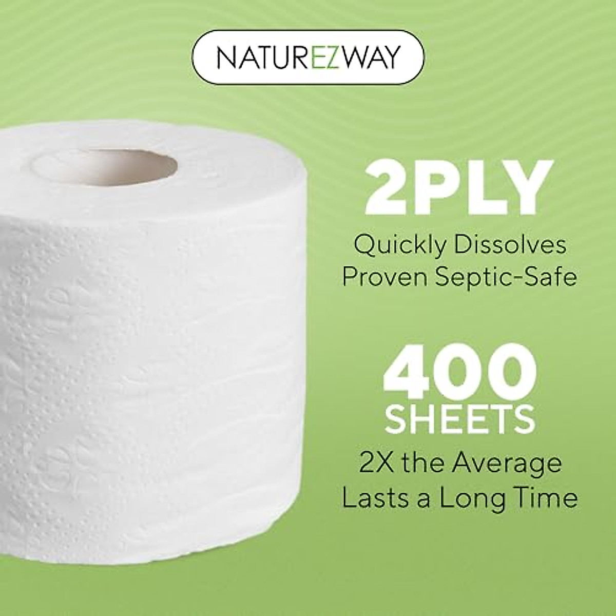 NatureZway - Elevate Your Bathroom Experience with Eco-Friendly Bamboo Toilet Paper (24 PACK) - 2-Ply, Tree-Free, 100% Bamboo Pulp, Strong, Clog-Free, and Septic Safe - Ultra Soft White