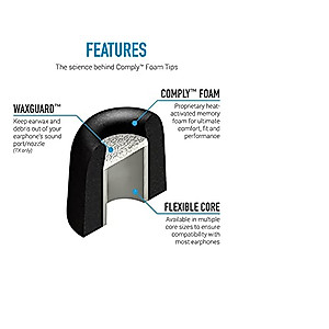 Comply Foam 200 Series Replacement Ear Tips for Bang and Olufsen, Sennheiser, Axil, MEE Audio, KZ, Bose & More | Ultimate Comfort | Unshakeable Fit| TechDefender | Medium, 3 Pairs