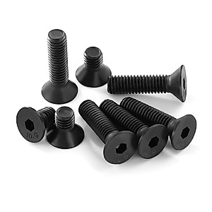 M5-0.8 x 10mm Flat Head Socket Cap Screws Countersunk Bolts, Class 10.9 Black Oxide Alloy Steel, DIN 7991, 100 PCS