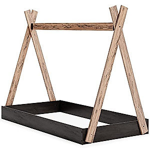Signature Design by Ashley Piperton Modern Youth Tent Bed Frame, Twin, Natural Wood & Black