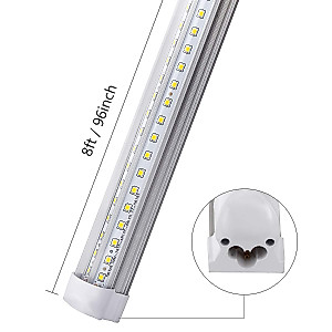 GAYUSAN 10Pack 8Ft LED Shop Light Fixture,90W 10000 Lumens 5000K Daylight White, Clear Cover,V Shape T8 Integrated 8 Foot Led Tube Light for Cooler,Garage,Warehouse