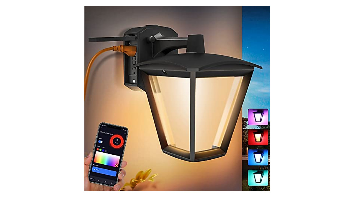 YARBO Smart Outdoor Wall Lantern with RGBW & GFCI Outlet