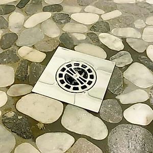 Danco Square Shower Drain Hair Catcher for Stand-Alone Shower Drain, 4-1/4 in. Shower Drain Cover, Shower Drain Protector, Chrome (11015)