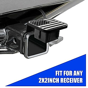 Hawyet 1 PC Universal Trailer Tube Square Mouth Cover, 3.1" x 7.5" TPU American Flag Tow Hook Dust Plug, Protect Trailer Tube and Trailer Base, Suitable for Most Car Models (Silver)