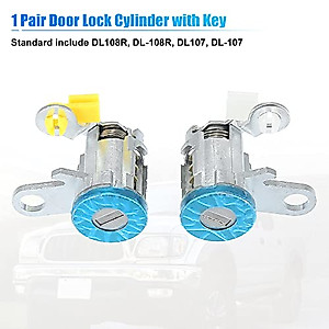 X AUTOHAUX 1 Pair Door Lock Cylinder Set Kit with 2 Keys for Toyota Tacoma 1995-2004 DL-107 DL108R Front Driver and Passenger Side Door Lock Set Tumbler with Key 6905135070 6905235070 LH RH
