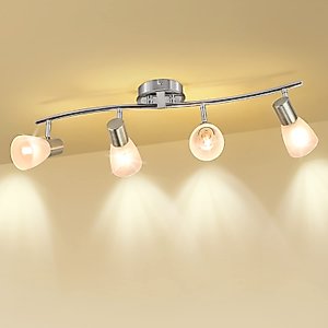 DLLT Led Track Light, 4-Light Foldable Spot Lights Fixtures with Glass Shade, Wall Accent S-Shaped Tracking Ceiling Lighting for Kitchen, Office, Bedroom, Hallway, E12 Base, Bulbs Not Included