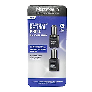 Neutrogena Rapid Wrinkle Repair Retinol Pro+ 0.5% Power Facial Serum, Gentle Anti-Aging Face Serum with .5% Pure Retinol & Nourishing Emollients, Non-Comedogenic, Paraben-Free, 1 fl. oz, 2-pack