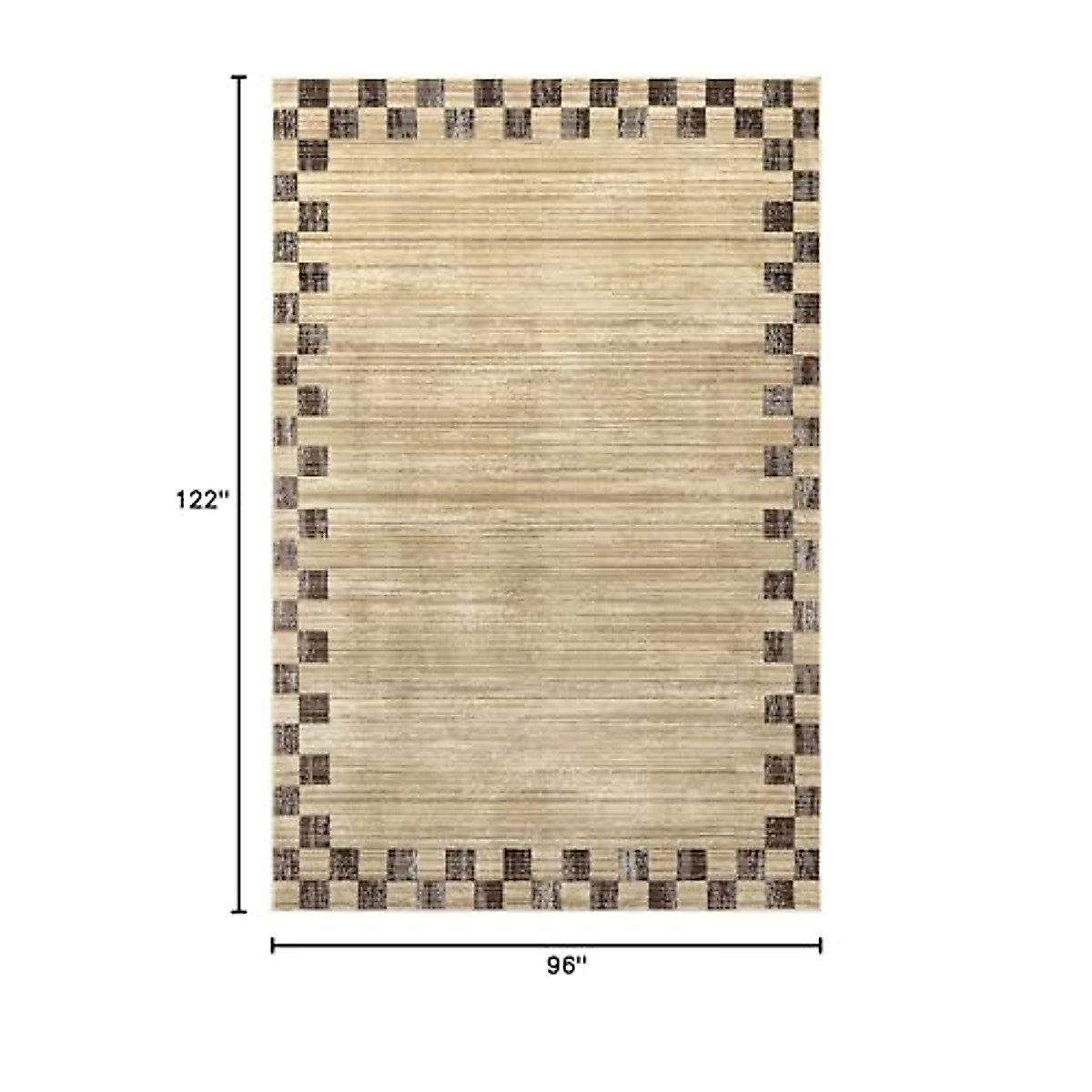 Rugs USA x Arvin Olano Pompeii Checked Border Area Rug, 8x10, Brown