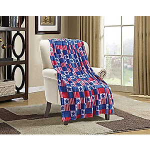 Valerian Luxury Velvet Touch Ultra Plush Christmas Blanket |Soft, Warm, Cozy|Holiday Printed Fleece Throw/Blanket-50 x 60inch, Patriotic