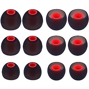JNSA 6 Pairs Silicone Ear Tips Ear gels Ear pads Compatible with Sony WF-1000xm4 WF-1000XM3, MDR Series, XBA Series Earphones and other inner diameter 3.8mm - 4.2mm Headphones, 3 Size, Black-red，SML
