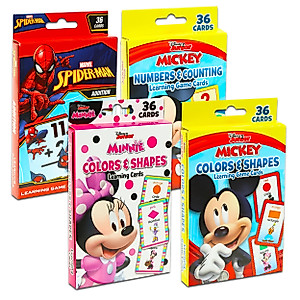 Disney Flash Cards for Toddlers 2-4 - Bundle of 4 Early Learning Decks: Colors, Shapes, Numbers and More Featuring Mickey, Minnie, and Spiderman