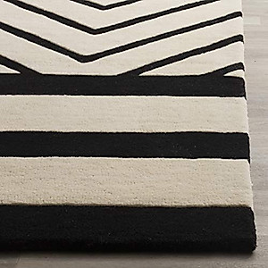 SAFAVIEH Fifth Avenue Collection 5' x 8' Ivory / Black FTV122A Handmade Mid-Century Modern Abstract Wool Area Rug